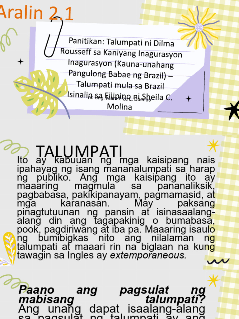 Q2 Aralin 2.1 Talumpati Notes | PDF