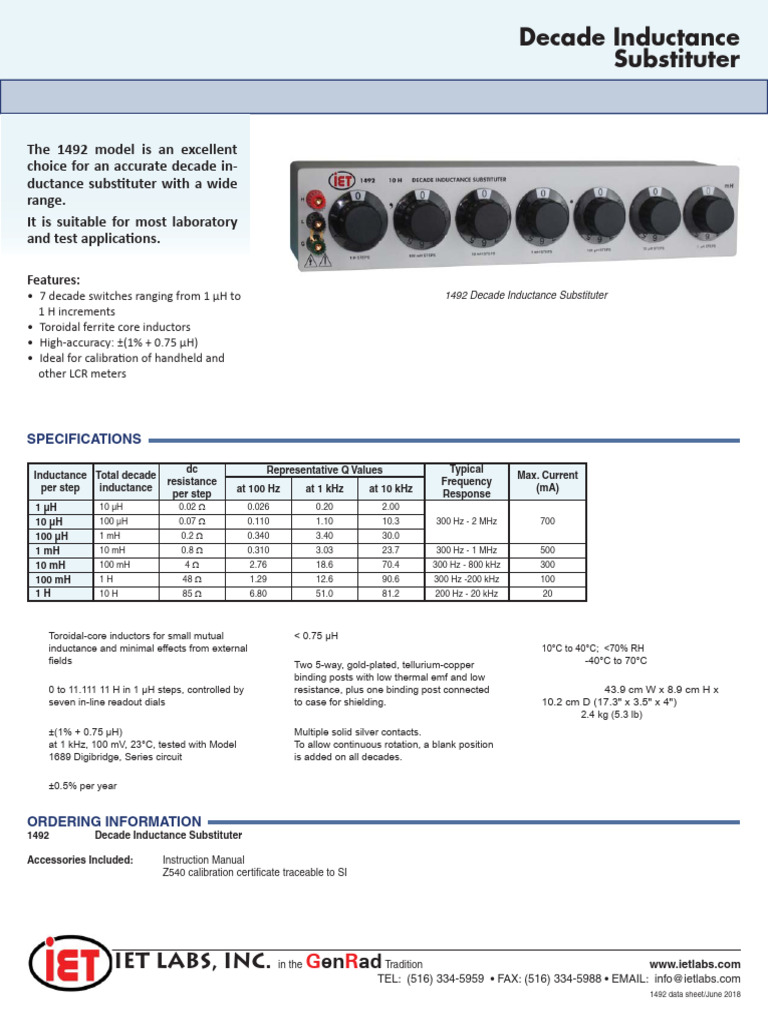 Genrad 1492 | PDF | Inductor | Inductance
