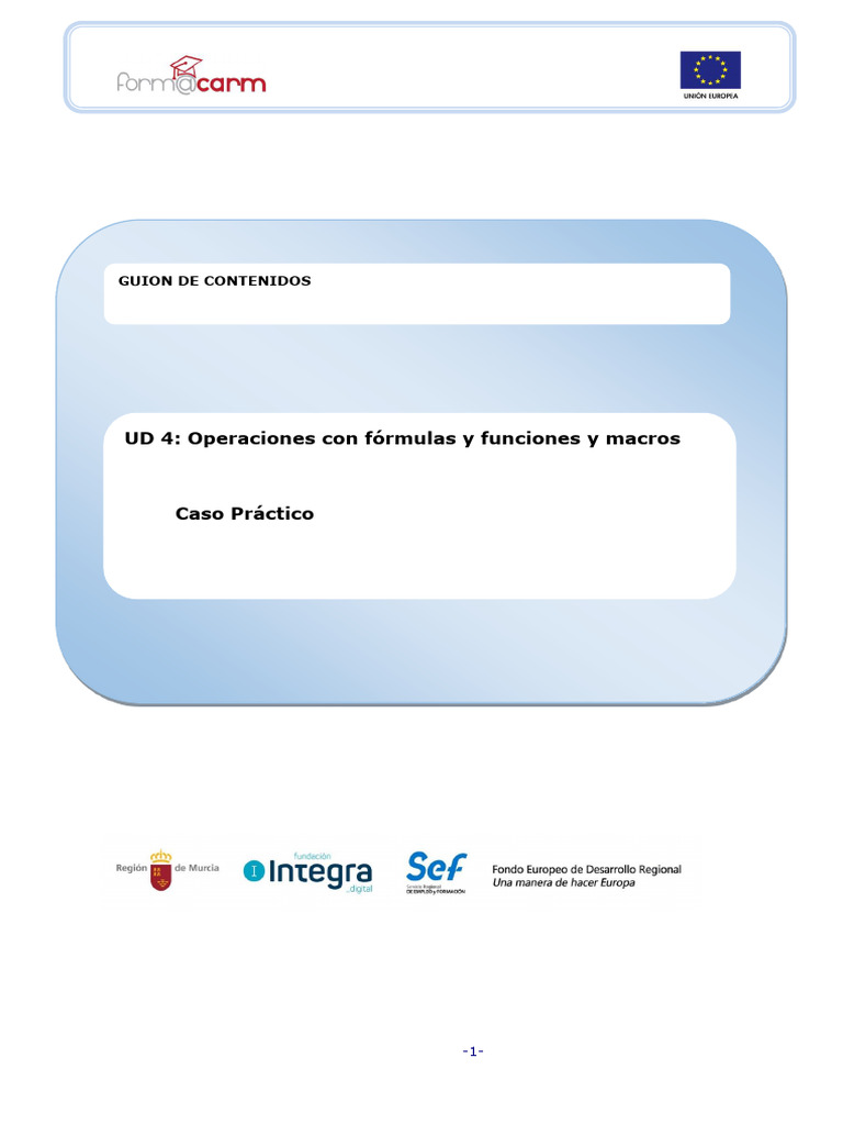 Excel 2016 UD4 Caso Practico | PDF | Microsoft Excel | Hoja de cálculo