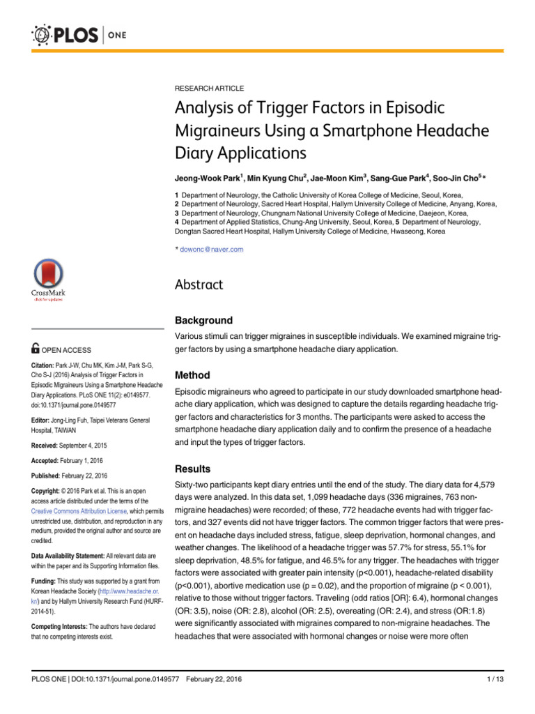 Analysis of Trigger Factors in Episodic | PDF | Headache | Migraine