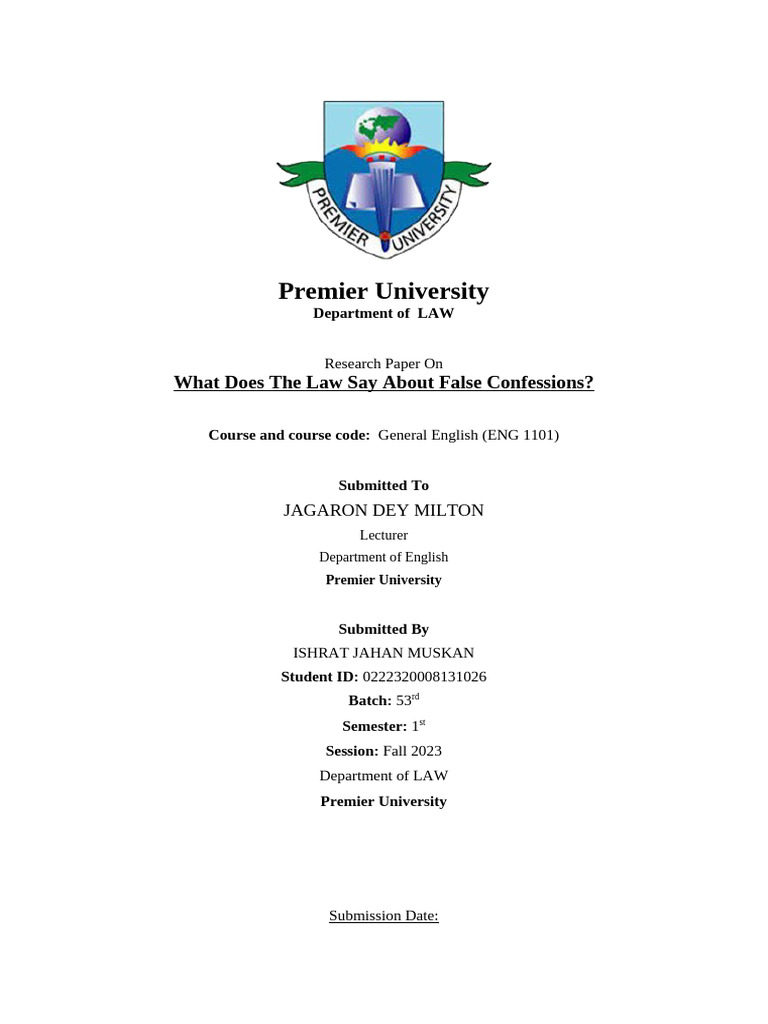 Understanding False Confessions in Law | PDF | Confession (Law ...