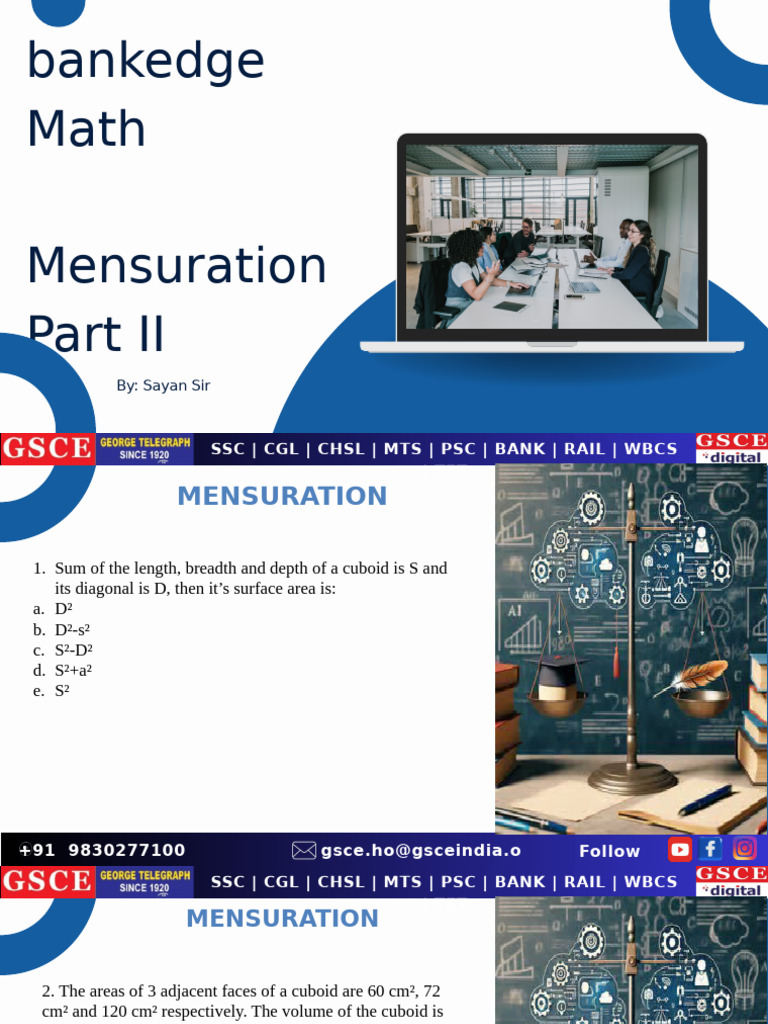 Mensuration Problems for Competitive Exams | PDF