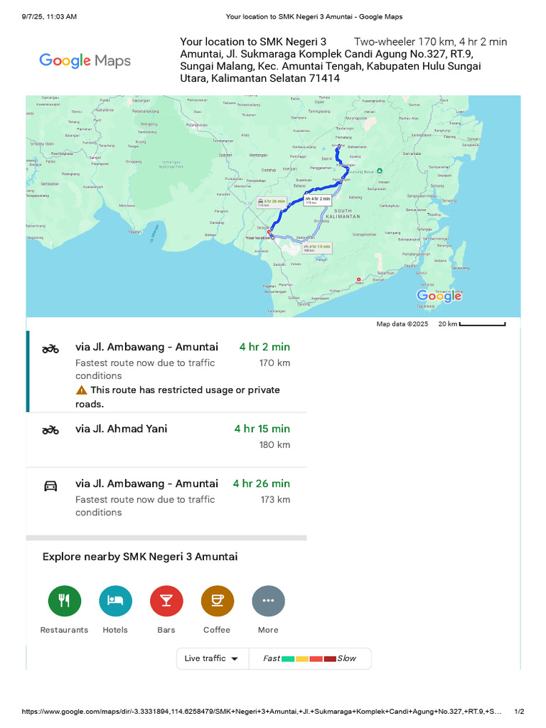 Home To SMK Negeri 3 Amuntai - Google Maps | PDF