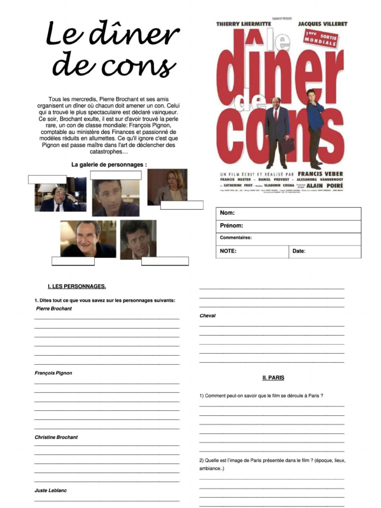 Cult - Film Le Dîner Des Cons | PDF