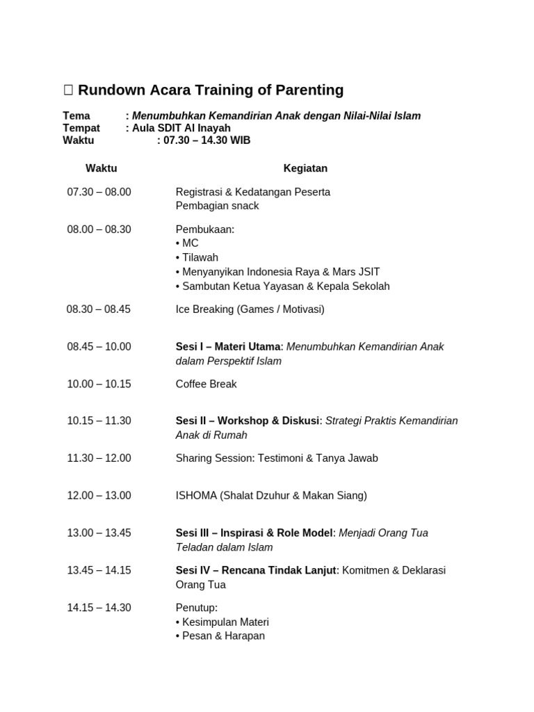 Training Kemandirian Anak Islam | PDF