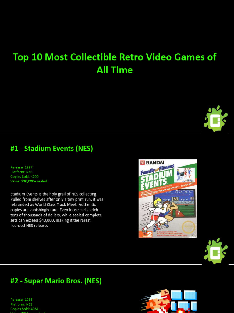 Top 10 Collectible Retro Video Games | PDF | Video Games | Electronic Games