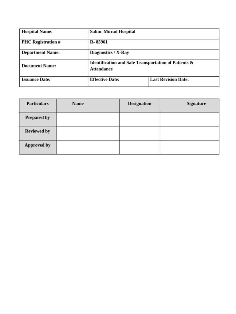 Patient Identification & Safe Transport Protocols | PDF | Paramedic ...