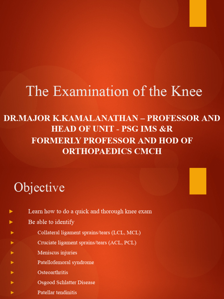 The Examination of The Knee | PDF | Knee | Joints