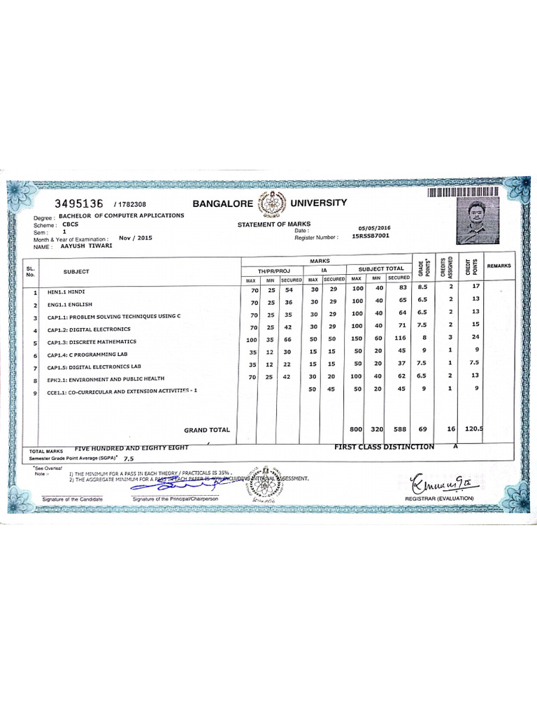 Bca Marksheet | PDF