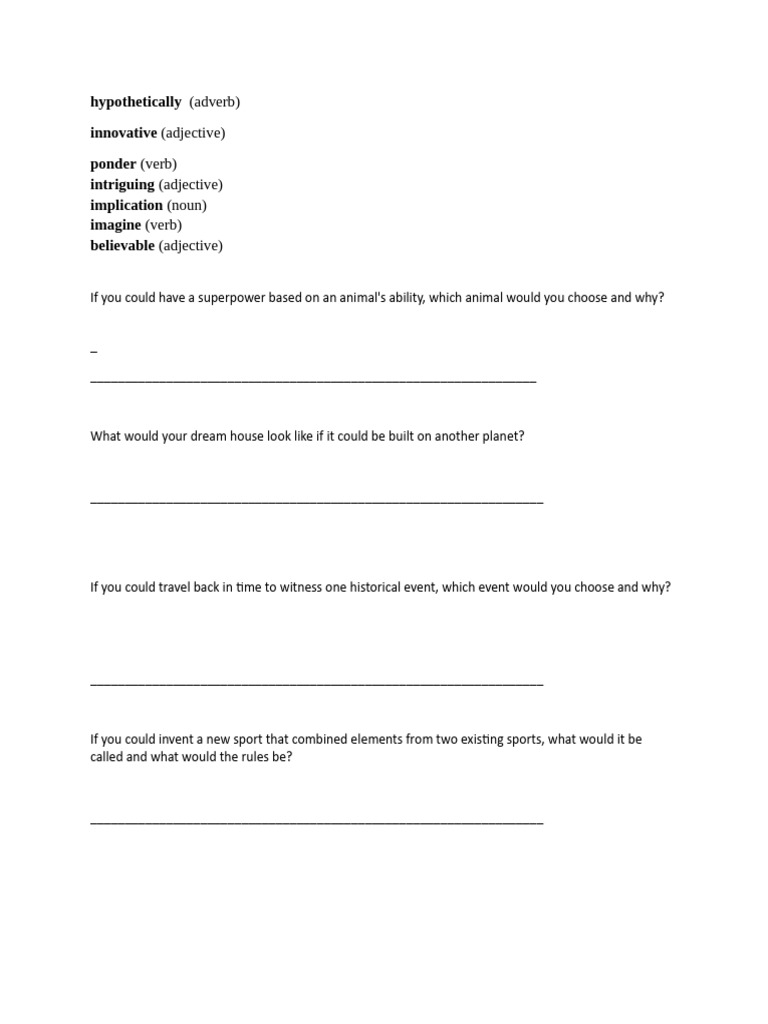 Creative Hypothetical Questions Guide | PDF