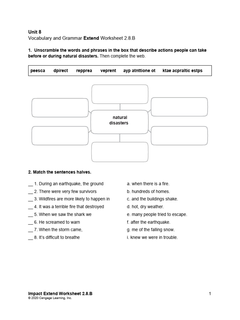 Natural Disaster Vocabulary Worksheet | PDF | Vortices | Weather Events
