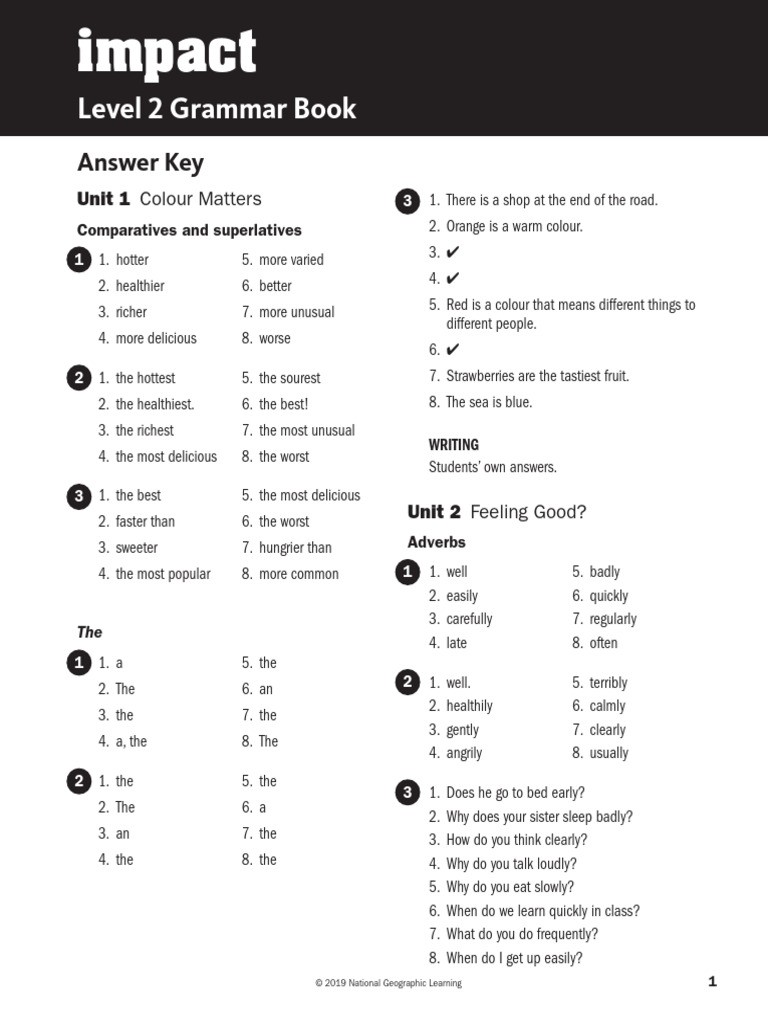 Impact 2 Workbook Answer Key | PDF