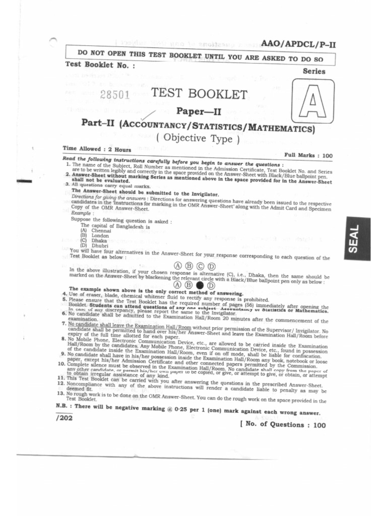 Paper-II Part-II Accountancy AAO APDCL | PDF