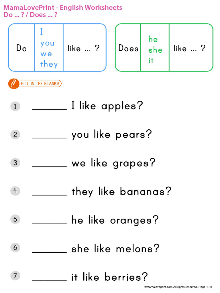 19 English Do Does Book1 | PDF
