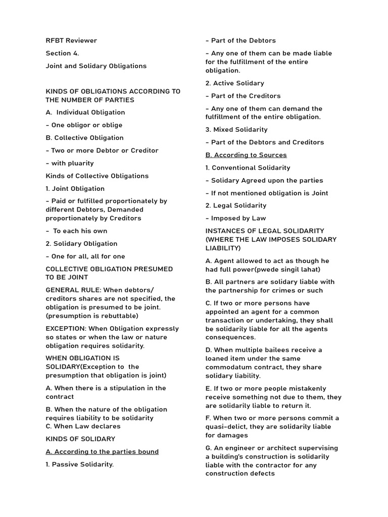 Understanding Joint and Solidary Obligations | PDF | Debt | Liability ...