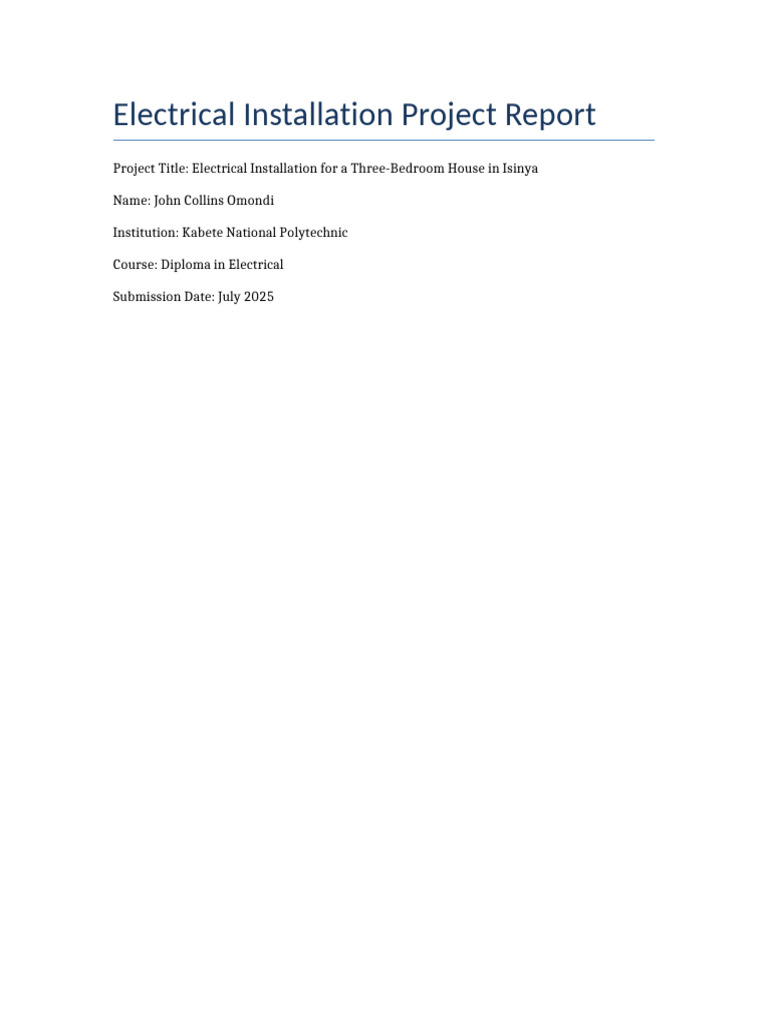 Final Full Electrical Project With Diagram | PDF | Electrical Wiring ...