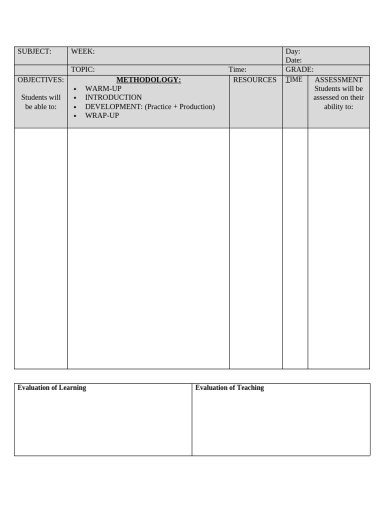 Lesson Plan Template 2025 | PDF