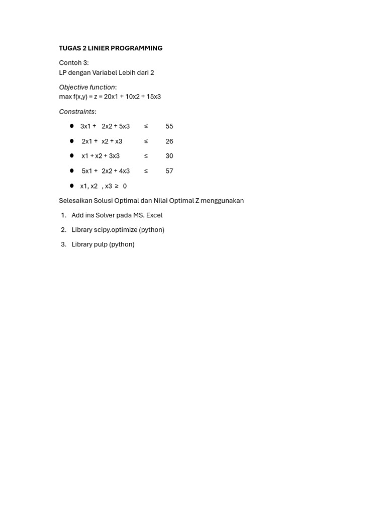 Tugas 2 Linier Programming | PDF