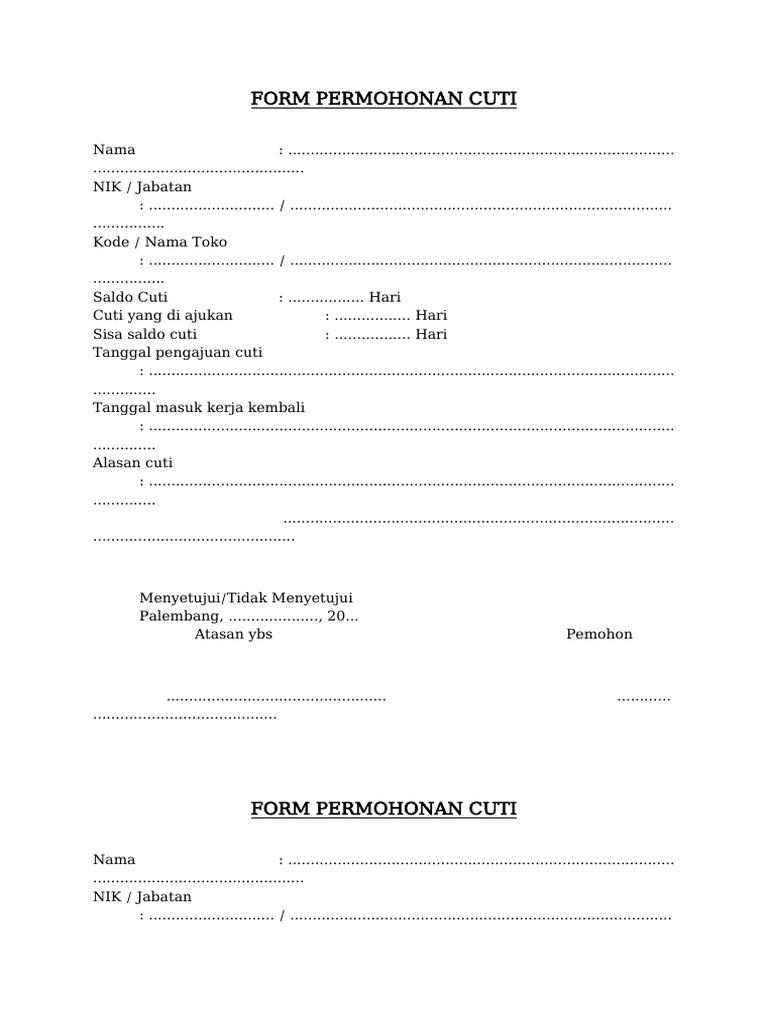 Form Permohonan Cuti | PDF