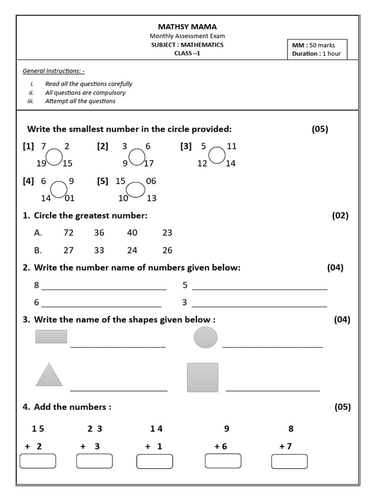 Grade1 Math Monthly Assessment. | PDF | Chess Theory | Chess