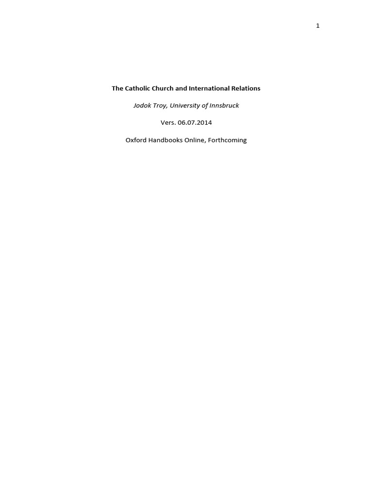Catholic Church's Role in Global Politics | PDF | Holy See | Pope