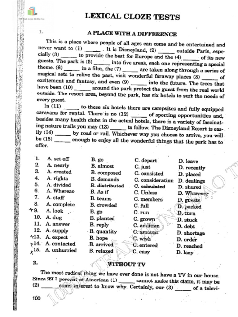 MCQs Cloze Reading | PDF