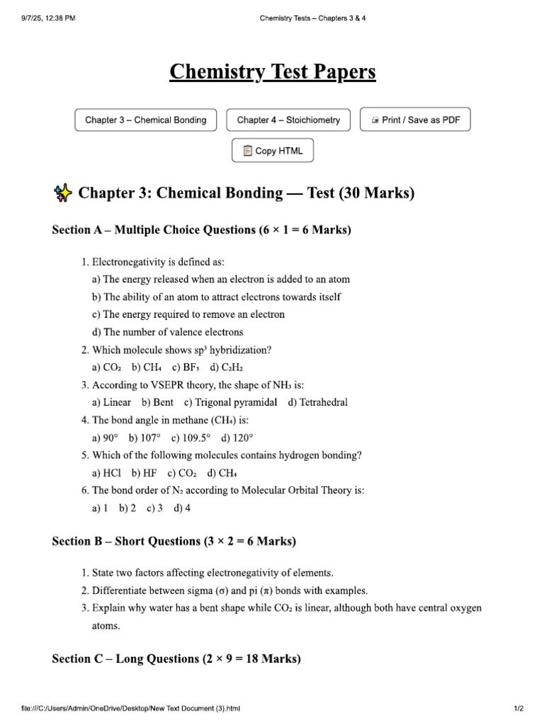 Chap 3 Test | PDF