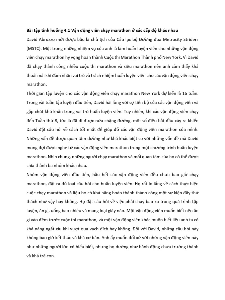 Bai Tap Tinh Huong 4.1. Van Dong Vien Marathon | PDF