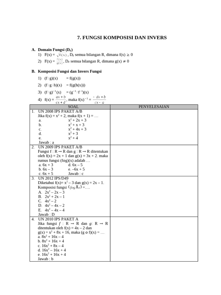 7. Fungsi Komposisi Dan Invers | PDF