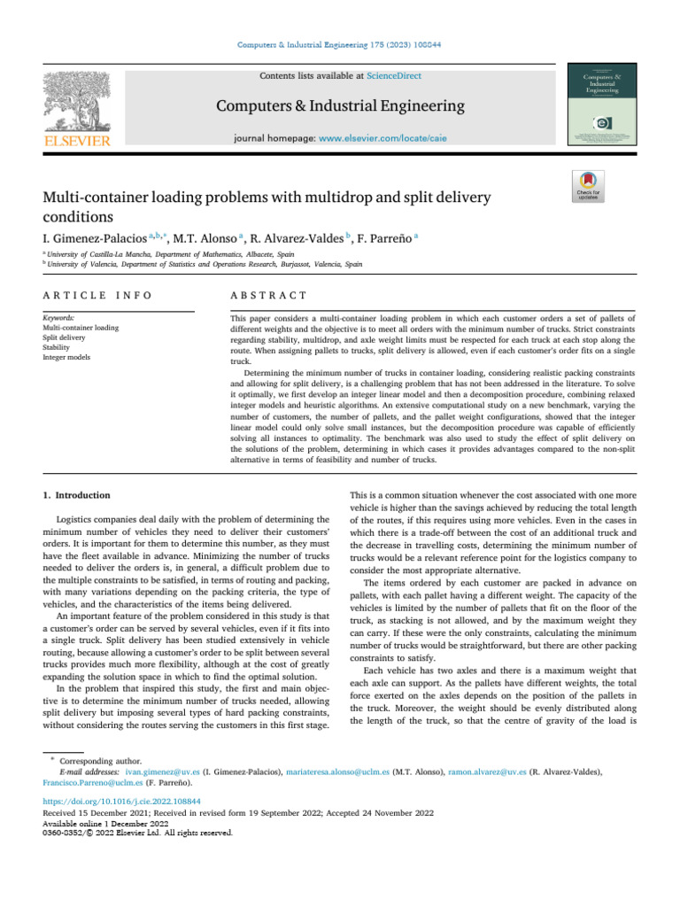 Muti-Container Loading Problems With Multidrop and Split Delivery ...