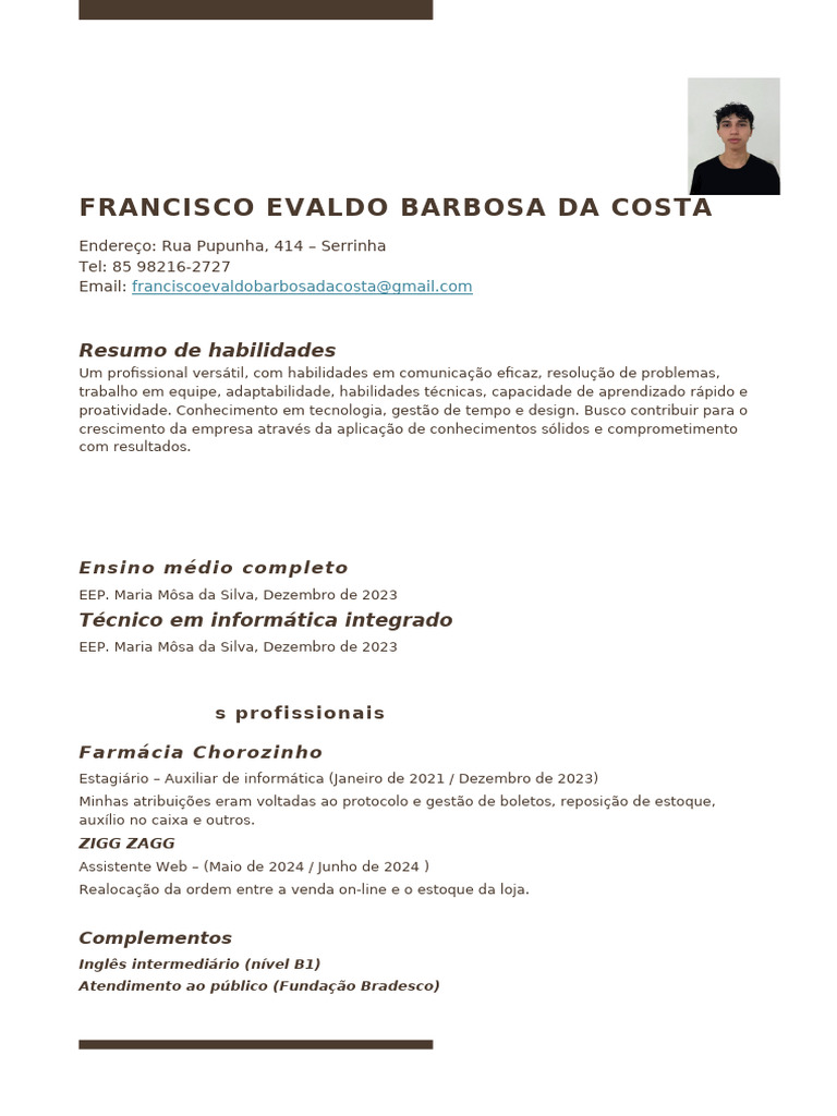 Cópia de Cópia de Currículo Francisco Evaldo | PDF