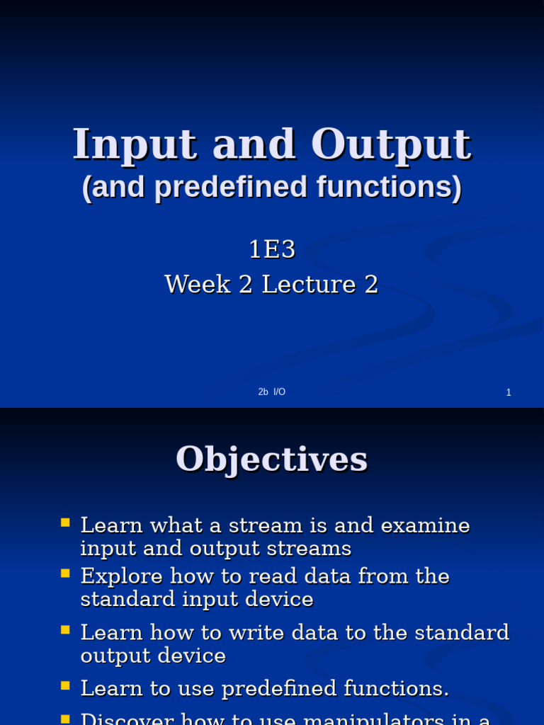 2b Input and Output | PDF | Parameter (Computer Programming) | Input/Output