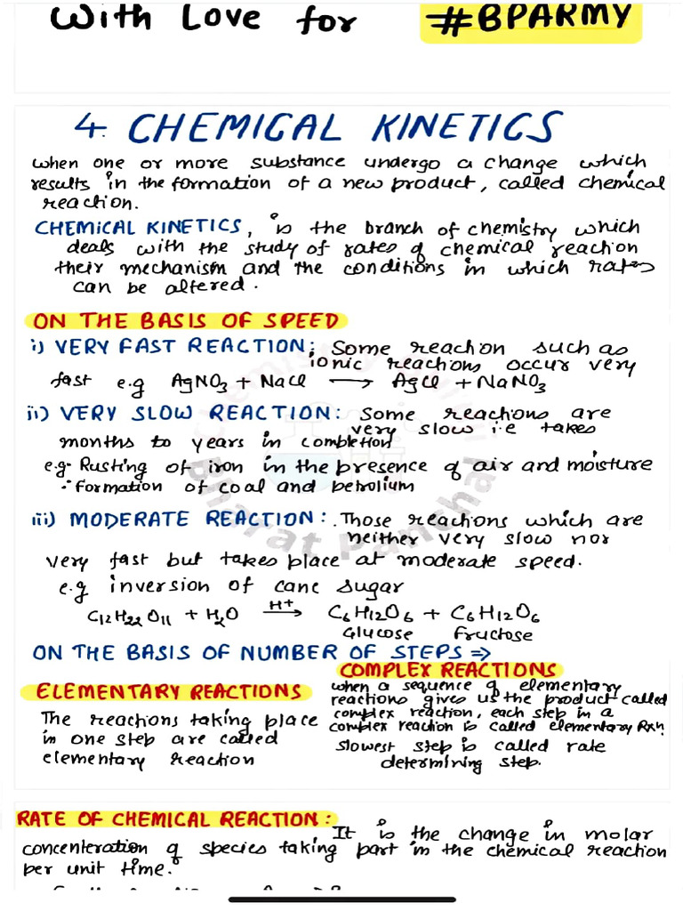 Chemical Kinetics (Chemistry) Notes Handwritten | PDF | Process ...
