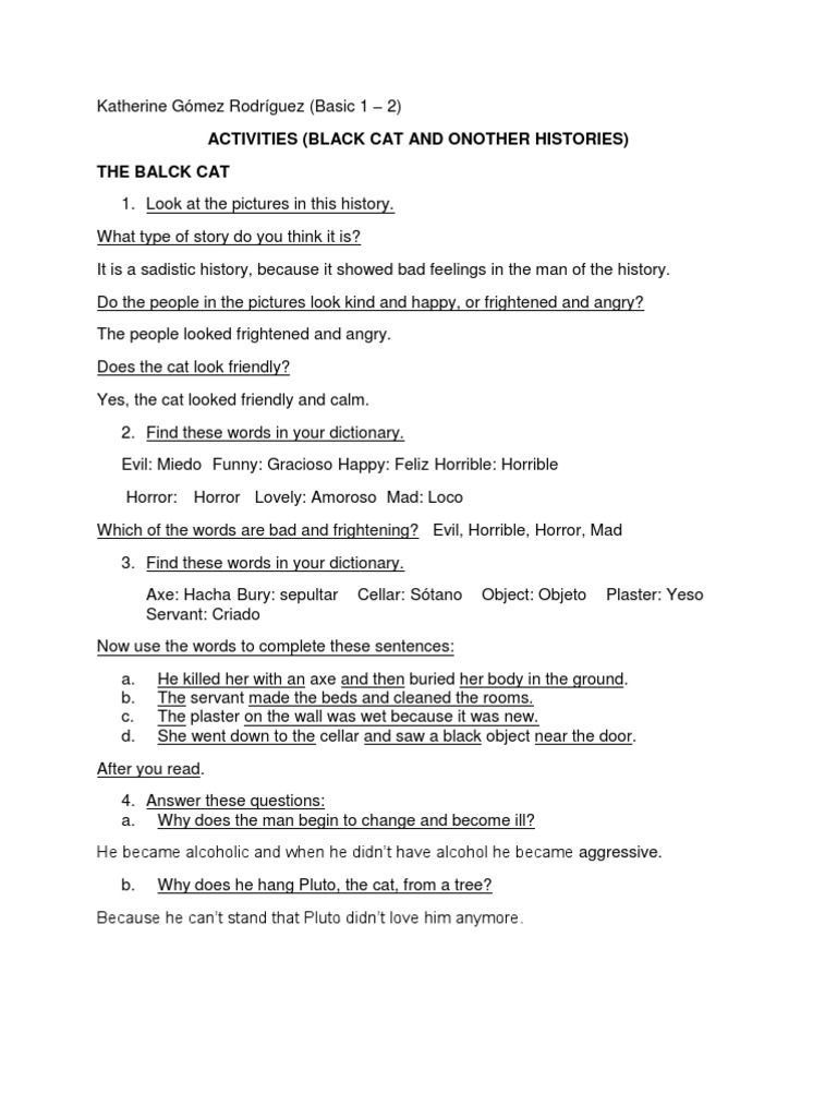 Activities (Black Cat and Onother Histories) The Balck Cat | PDF | Leisure