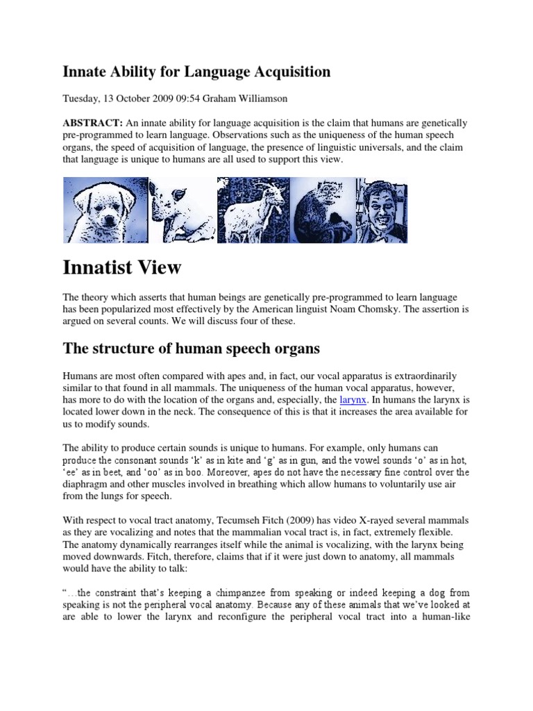 Innate Ability For Language Acquisition | PDF | Origin Of Language ...