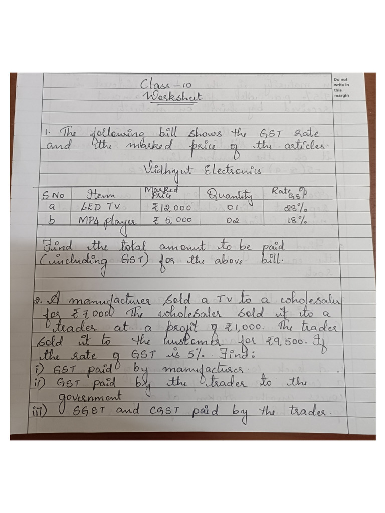 Class 10 - Worksheet | PDF