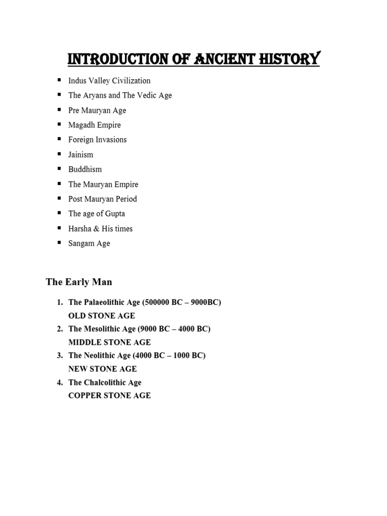 Overview of Ancient Indian History | PDF | Archaeology
