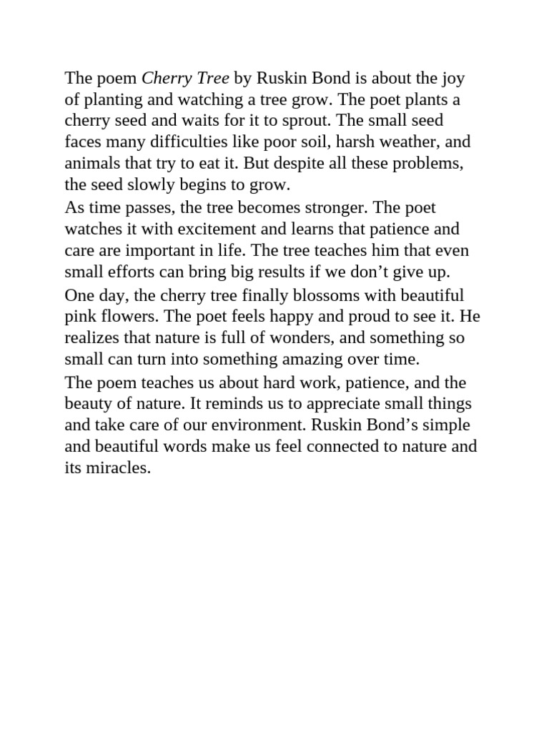The Poem Cherry Tree by Ruskin Bond Is About The Joy of Planting and ...