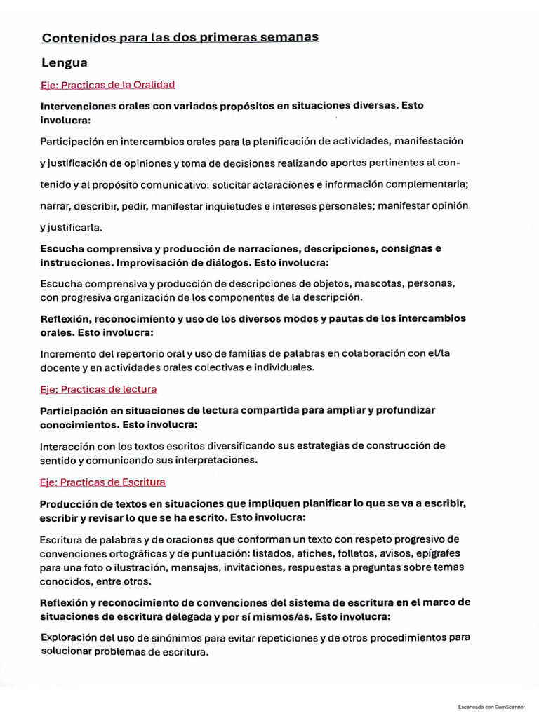 Contenidos 1hs X Dia | PDF