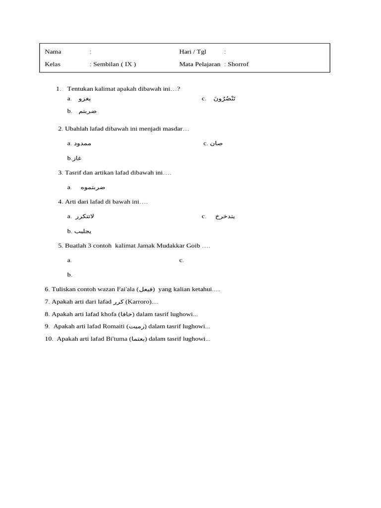 Soal Psaj Kls Ix 25 | PDF