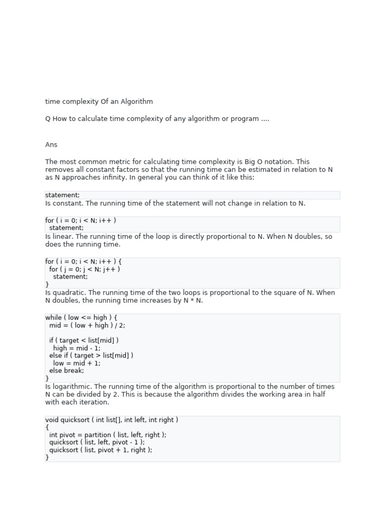 Time Complexity of Algorithms | PDF