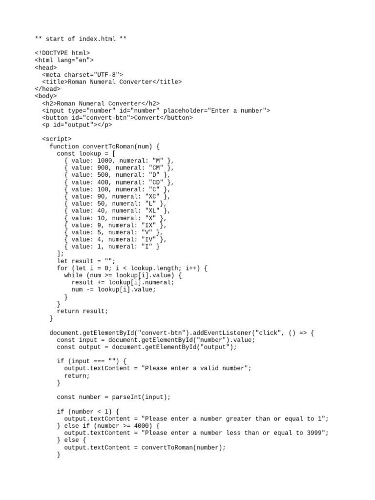 Roman Numeral Converter Tool | PDF