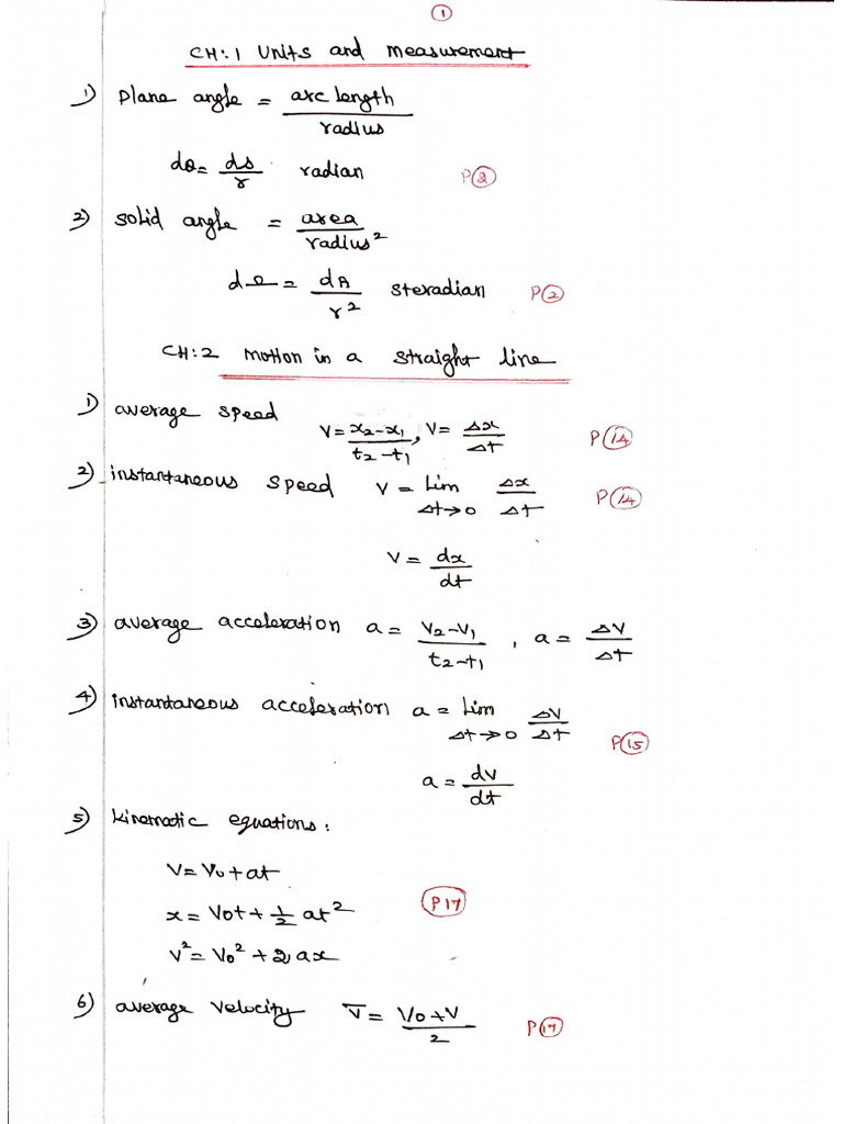 Formulas Class XI | PDF