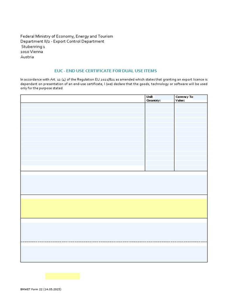 EU End Use Certificate for Exports | PDF | International Relations