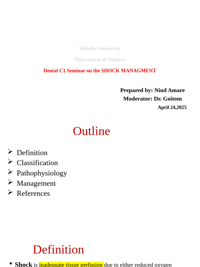 Shock Management in Surgery Seminar | PDF | Shock (Circulatory ...