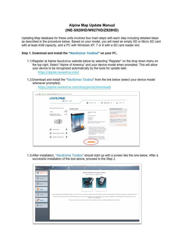 Alpine Map Update Guide for NaviExtras | PDF | Software | Computing
