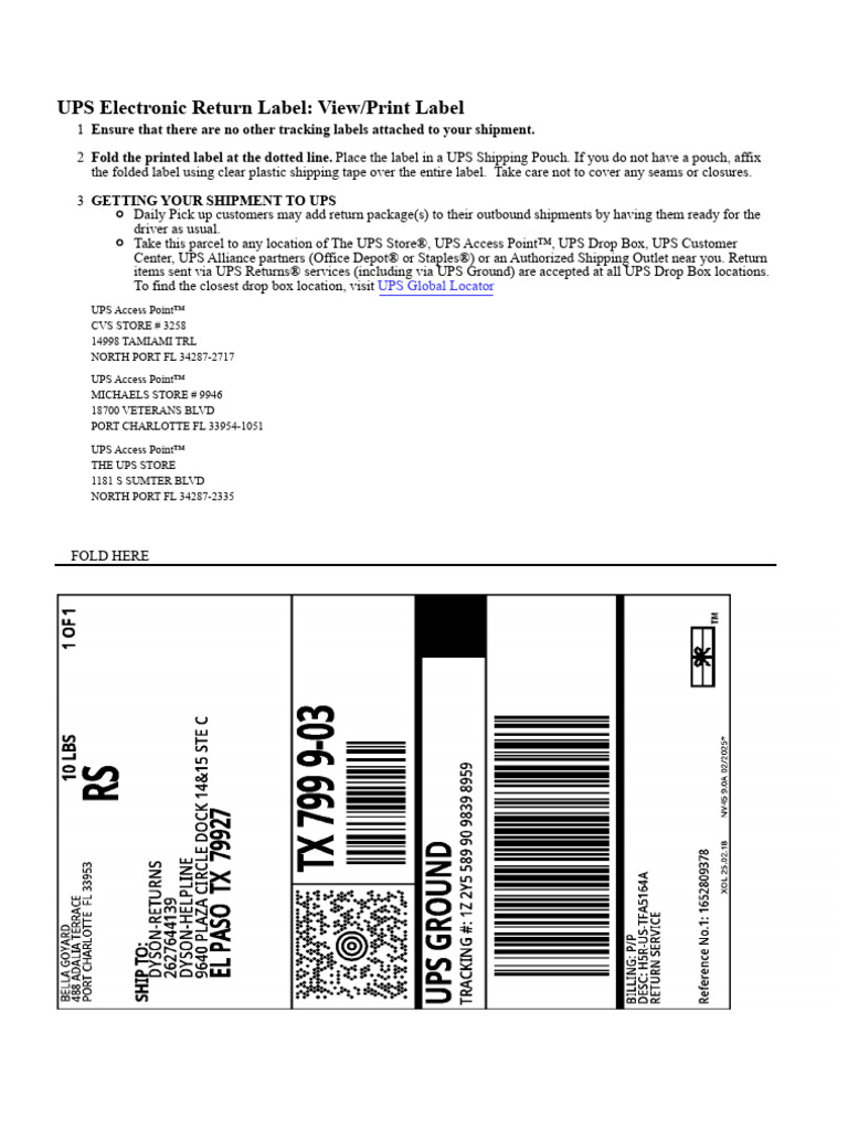 UPS Electronic Return Label | PDF