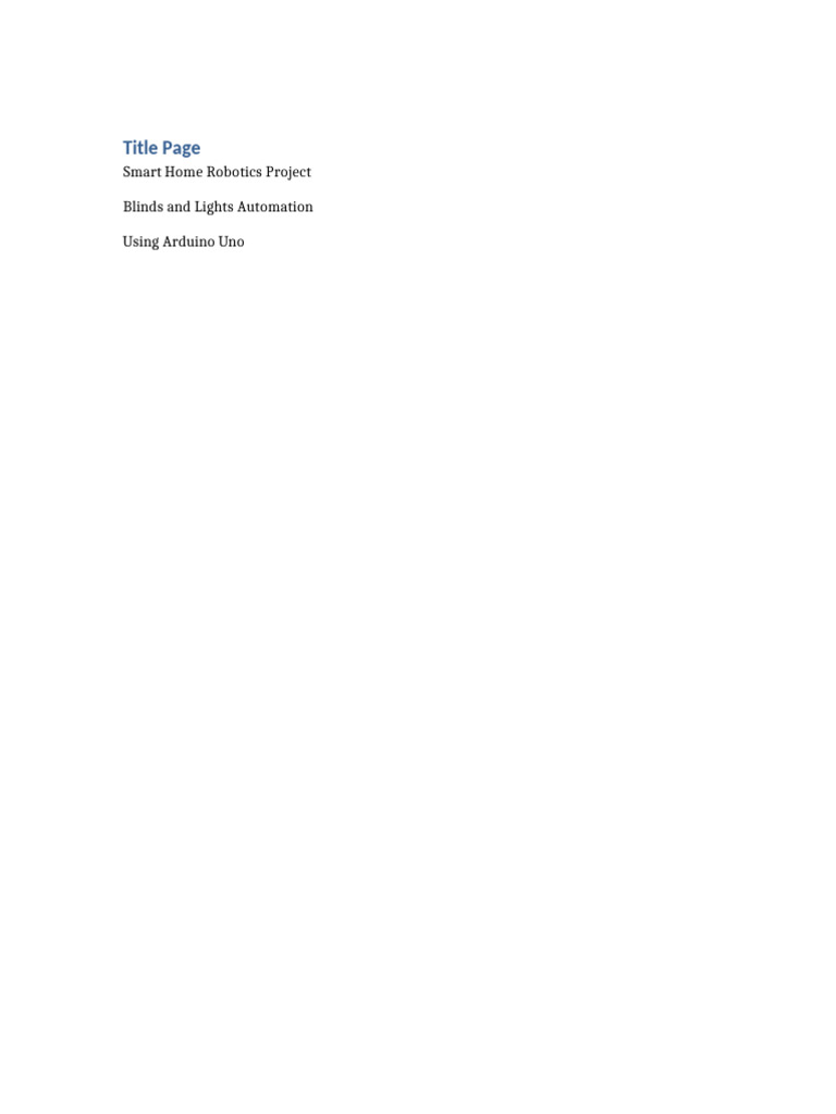 Smart Home Robotics Project | PDF