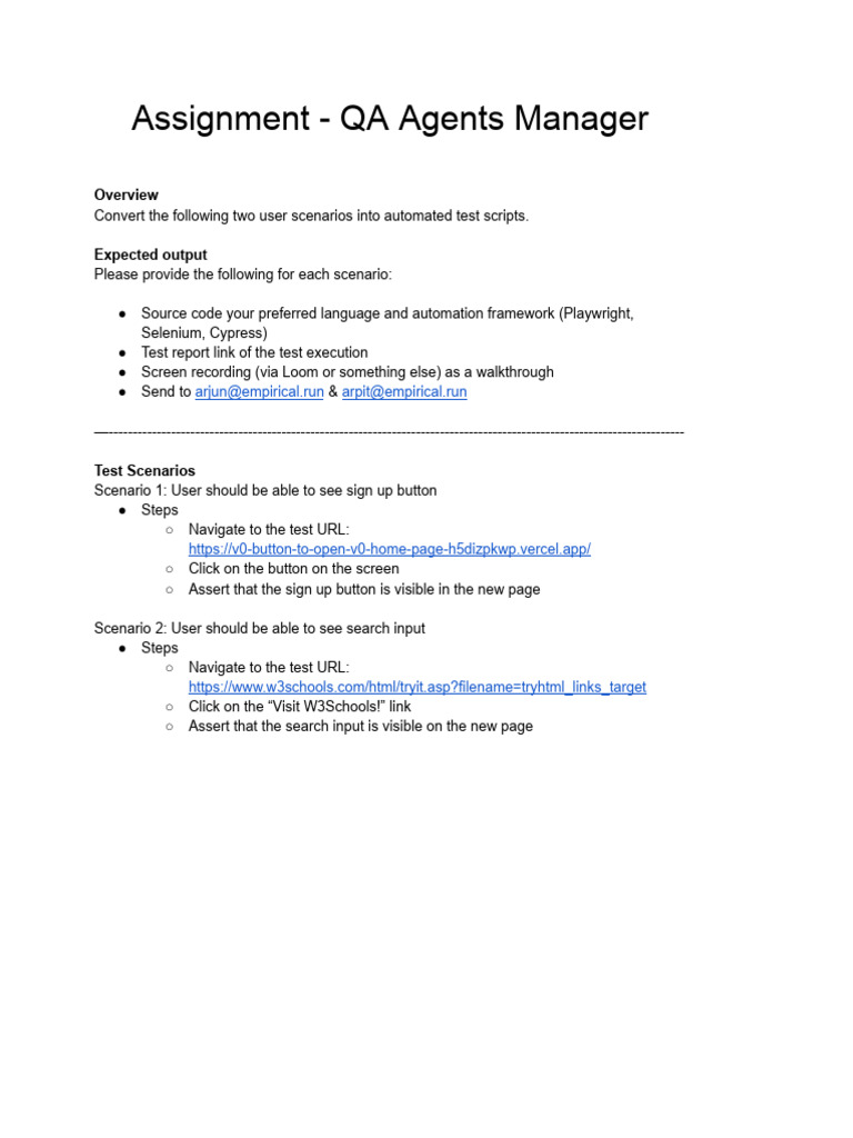 Assignment - QA Agents Manager | PDF