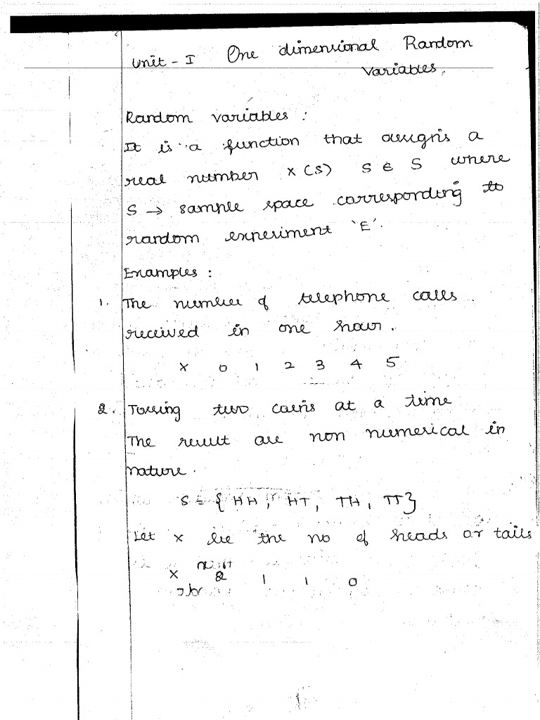 Unit 2 Random Variables Pdf